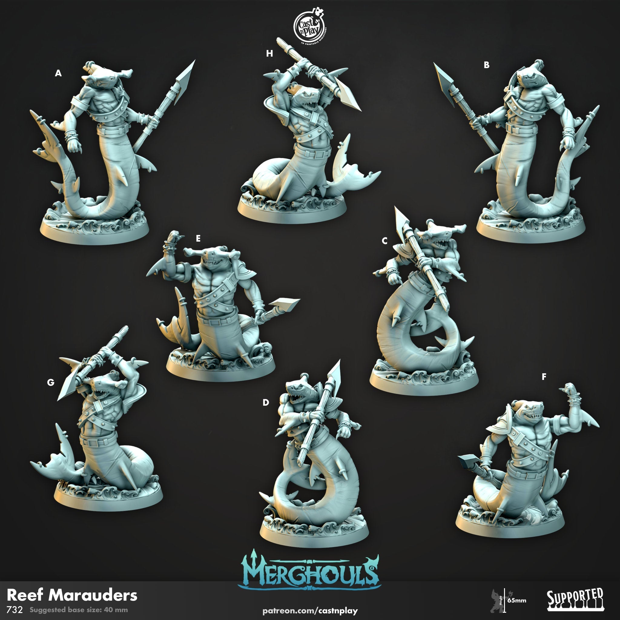 Reef Marauders - dnd and wargaming miniature - Shark, Merfolk, Mermaid ...